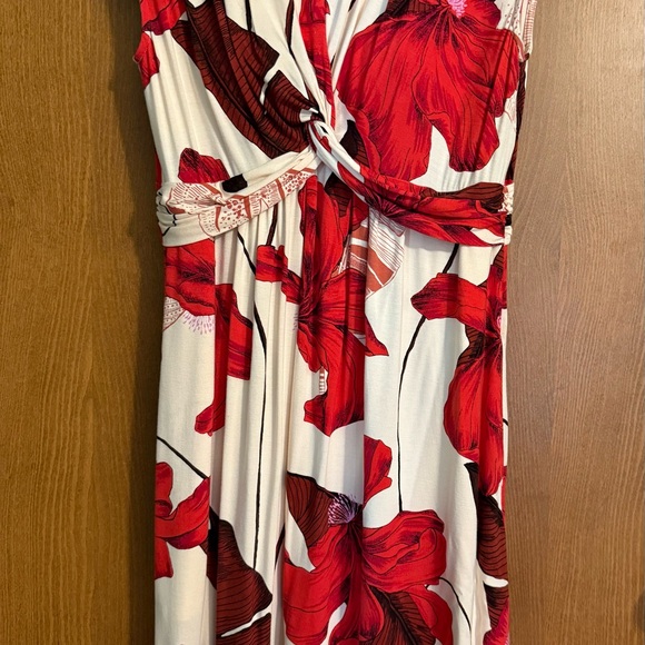 Soma | Dresses | Soma Red And White Floral Midi Dress | Poshmark